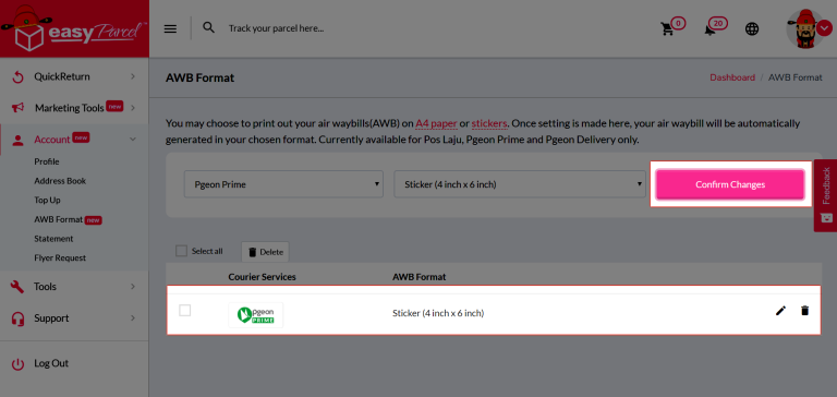 Streamline Your Packing with Sticker Air Waybills | EasyParcel MY